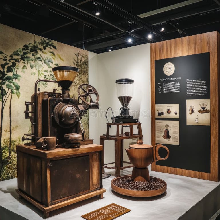 3D Rendering of an Old Coffee Grinder in a Museum. Stock Illustration - Illustration of table ...