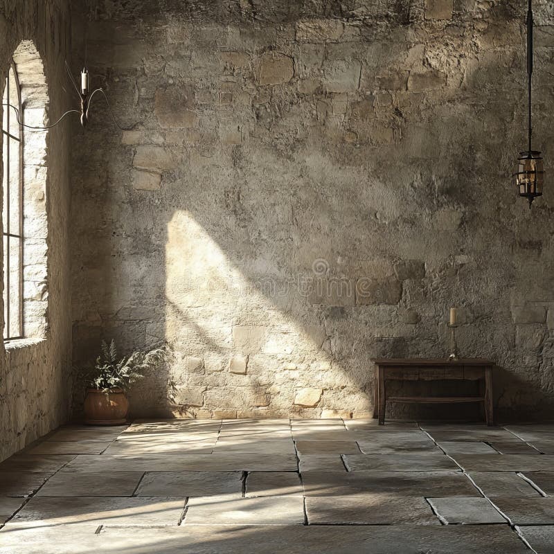 3d Rendering of an Old Room with a Window and a Wall Stock Illustration ...