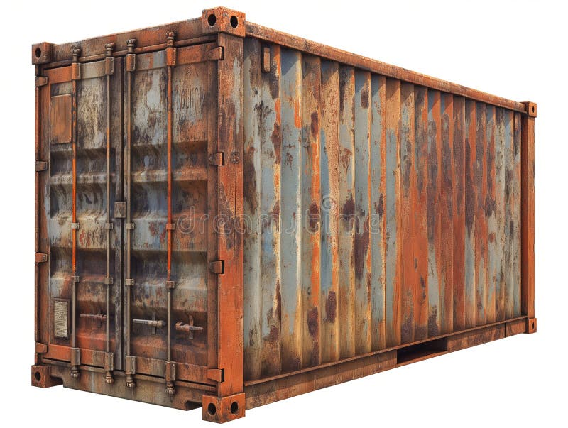 3d Rendering of an Old Rusty Shipping Container Stock Illustration ...
