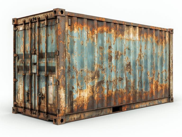 3d Rendering of an Old Rusty Shipping Container Stock Illustration ...