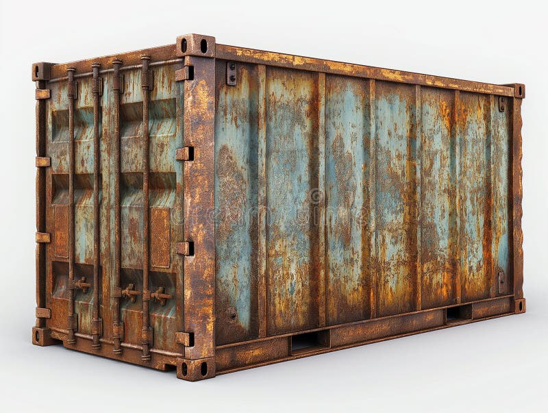 3d Rendering of an Old Rusty Shipping Container Stock Illustration ...