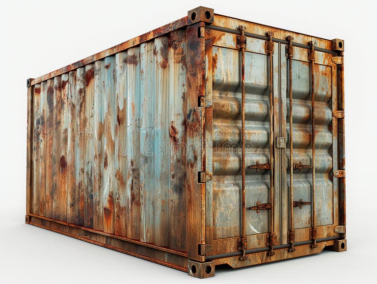 3d Rendering of an Old Rusty Shipping Container Stock Illustration ...