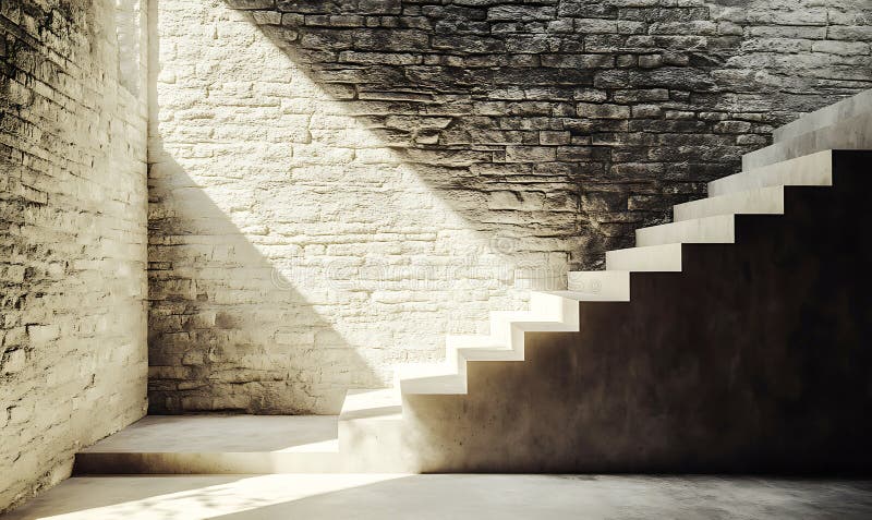 3D Rendering of an Old Stone Building Room with Concrete Elements ...