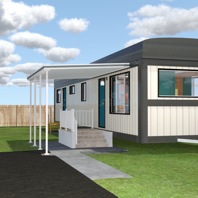 3D Rendering Mobile Home Trailer Stock Illustration - Illustration of ...