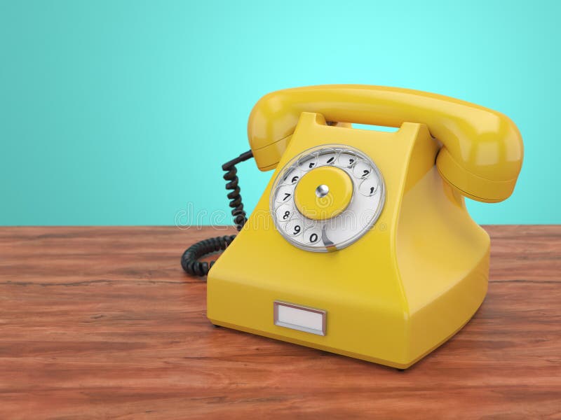 3D Rendering Old Yellow Phone Stock Illustration - Illustration of ...