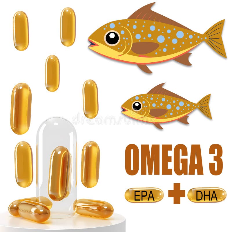 3D Rendering of Omega-3 Capsules with Fish As the Key Source with EPA ...