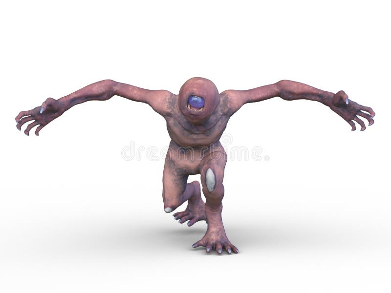 3D Rendering of a One-eyed Monster Stock Illustration - Illustration of ...