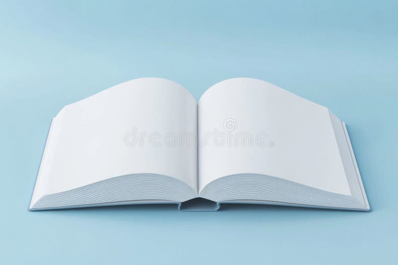 3D Rendering of an Open Blank Book on a Light Blue Background for ...