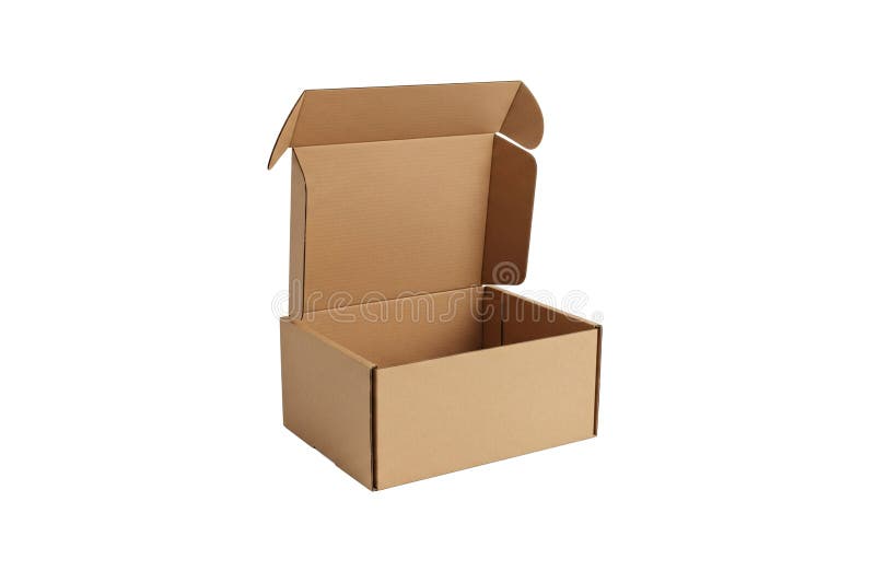 3D Rendering of Open Cardboard Shipping Box Isolated on White Background Stock Illustration ...