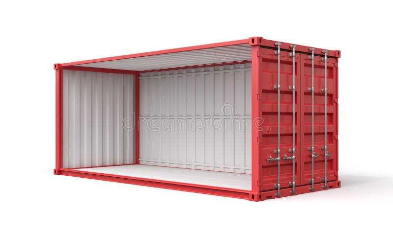 3d Rendering of Red Shipping Container Filled with Cardboard Boxes on ...