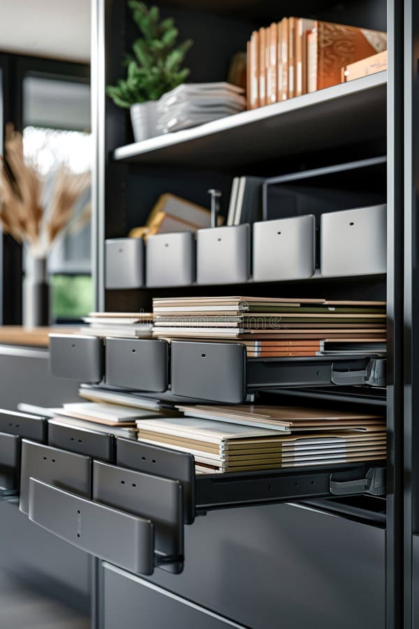3D Rendering of an Open File Cabinet Revealing Organized Files, Office ...