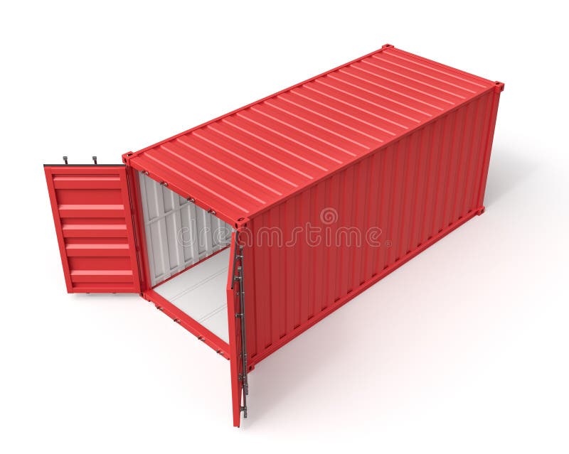 3d Rendering of Open Red Shipping Container Isolated on White ...