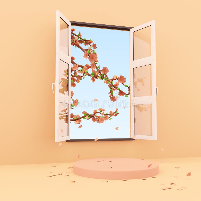 3d Rendering Open Windows through Which Ripening Trees are Visible Icon ...