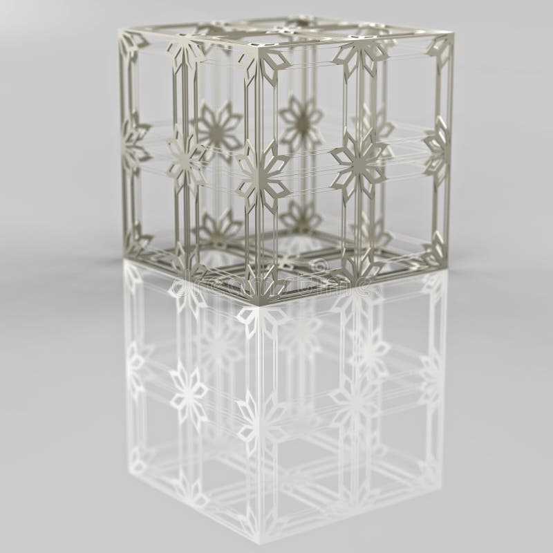 3D Rendering. Openwork Metal Cube. Stock Illustration - Illustration of ...