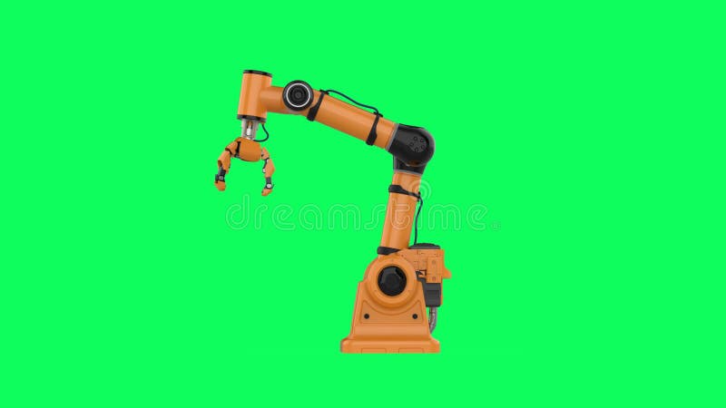 Orange Ai Robotic Gripper Arm Isolated on Green Screen 4k Footage Stock ...