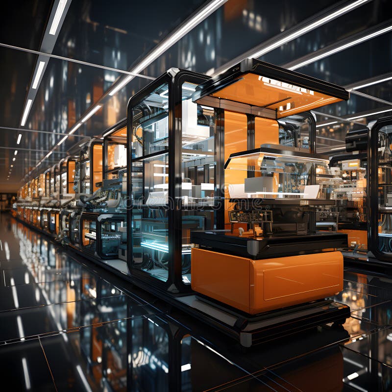 3d Rendering Orange and Black Modern Bus Station with Windows in the ...