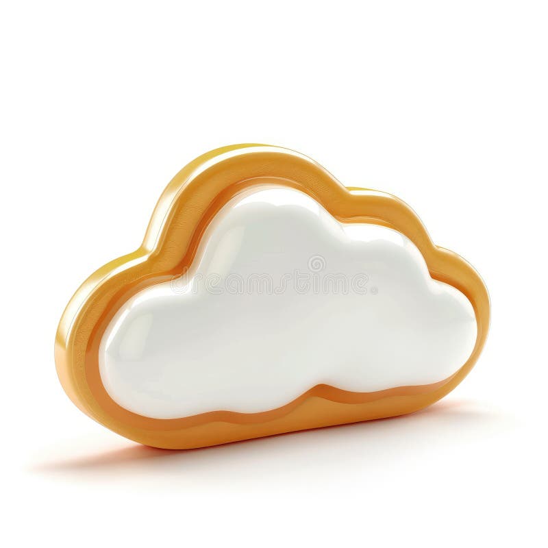 3D Render of a Glossy Orange Cloud Icon Stock Illustration - Illustration of digital, online ...