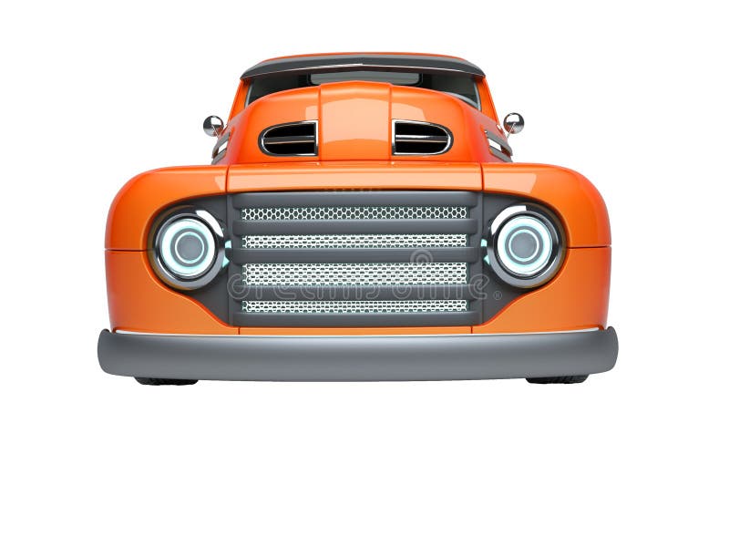 3D Rendering Orange Electro Car Front View on White Background No ...