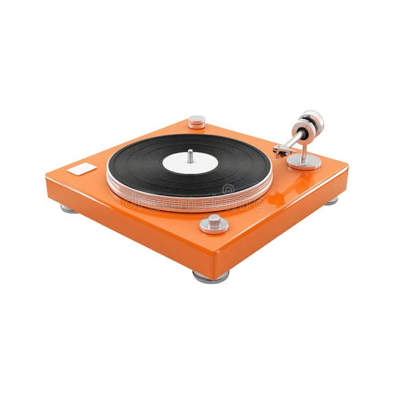 Orange Turntable Vinyl Record Player Studio Equipment Stock ...