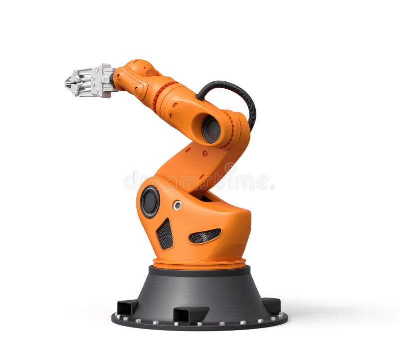 3d Rendering of Orange Robotic Arm Isolated on White Background Stock ...