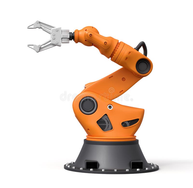 3d Rendering of Orange Robotic Arm Isolated on White Background Stock ...