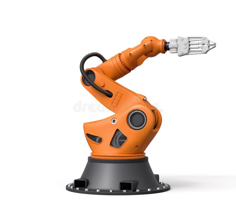 3d Rendering of Orange Robotic Arm Isolated on White Background Stock ...