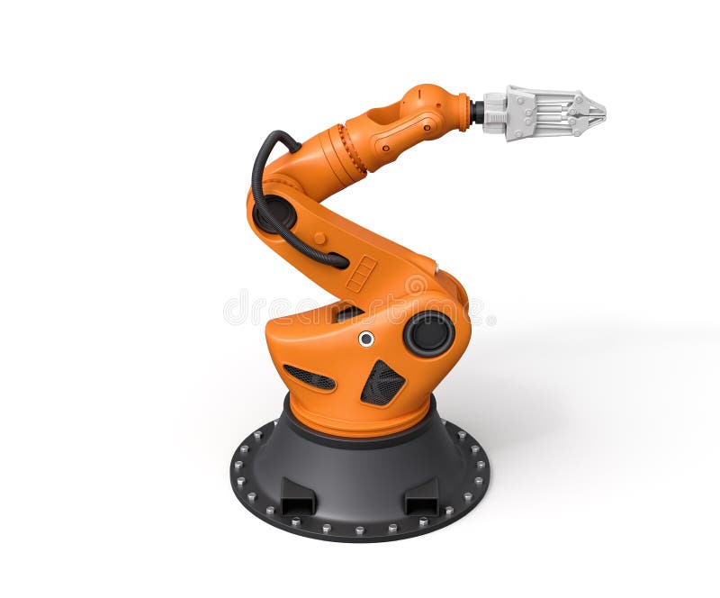 3d Rendering of Orange Robotic Arm Isolated on White Background Stock ...