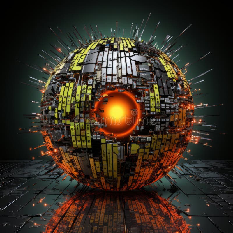 3d Rendering of an Orange Sphere with a Glowing Light Stock ...