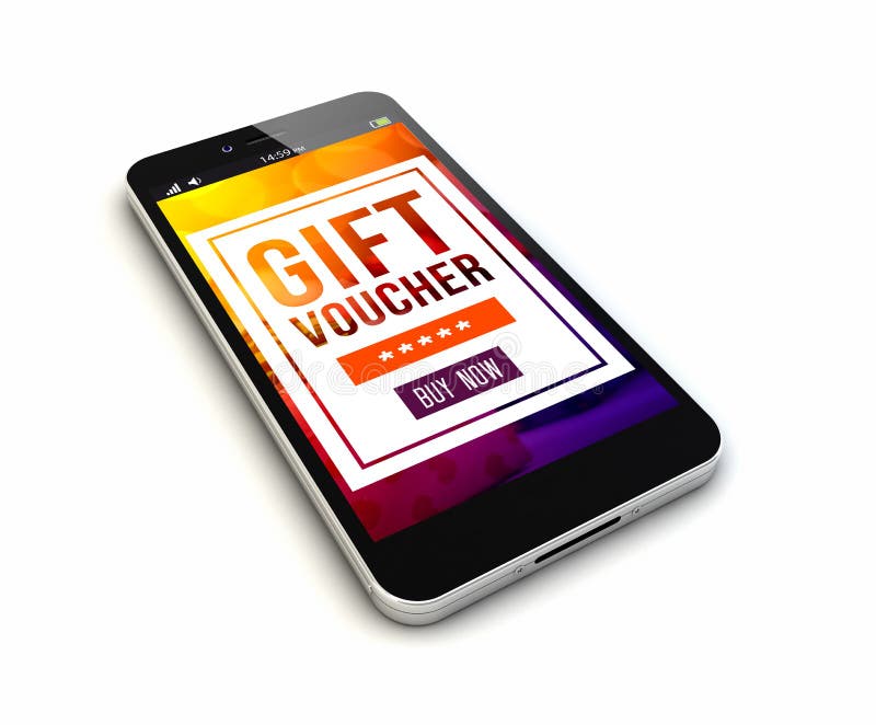 Gift Voucher Tablet and Smart Phone Stock Photo - Image of marketing ...