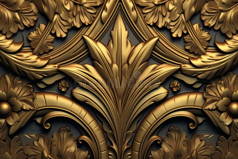 3d Rendering of an Ornate Gold Wall Stock Illustration - Illustration ...