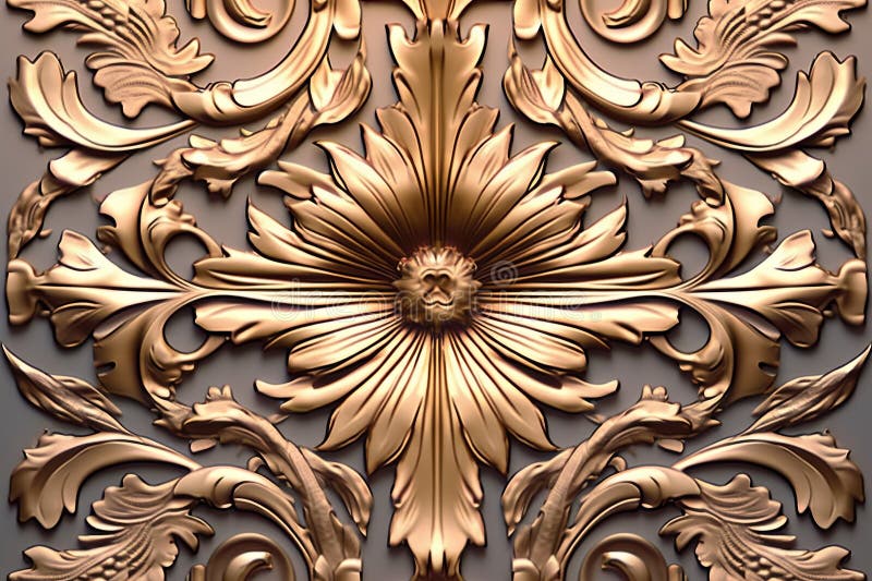 3d Rendering of an Ornate Gold Wall Panel Stock Illustration ...