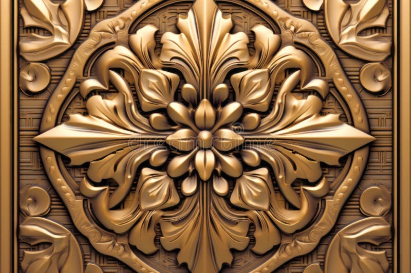 3d Rendering of an Ornate Gold Wall Panel Stock Illustration ...