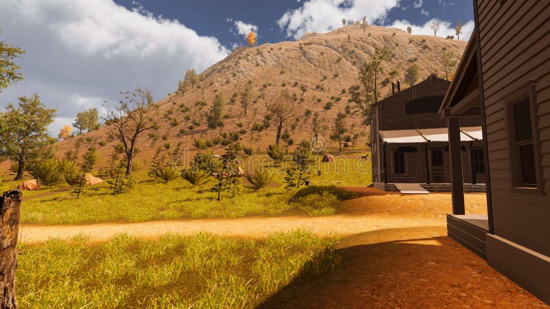 Outdoor Architecture with Natural Environment, 3D Render Stock ...