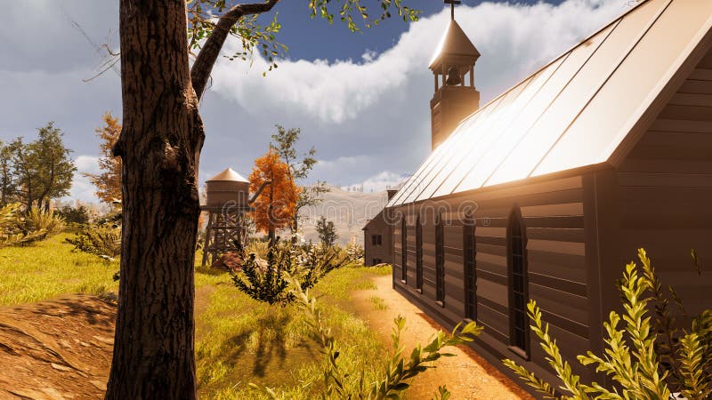 Outdoor Architecture with Natural Environment, 3D Render Stock ...