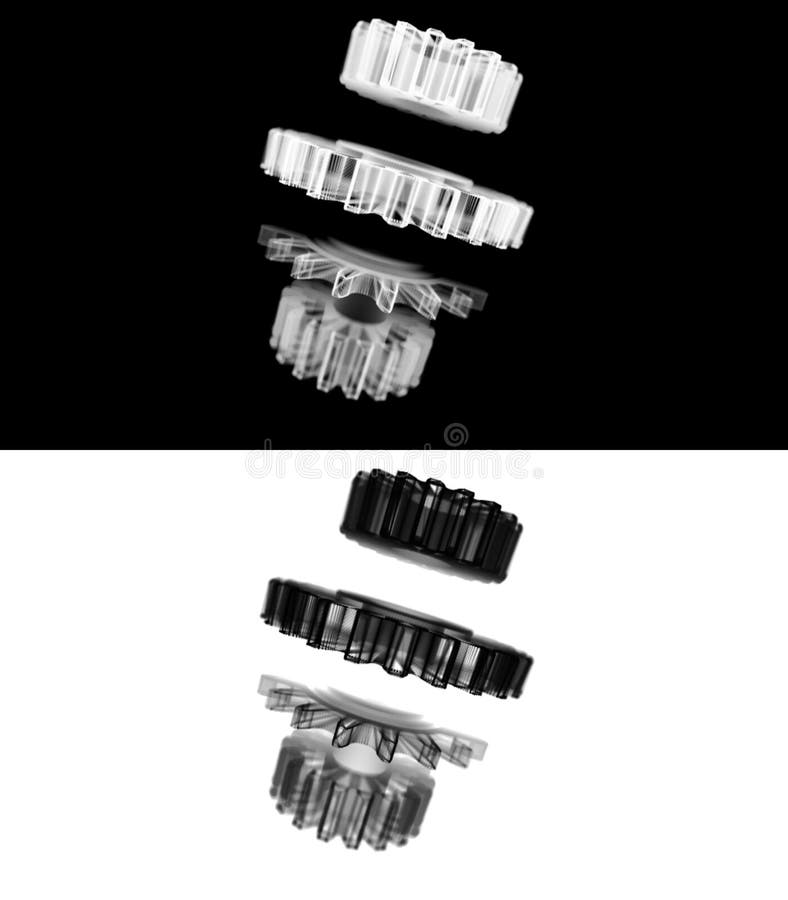3D Rendering Outline Set of Gear, Wireframe a Group of Gear, for ...