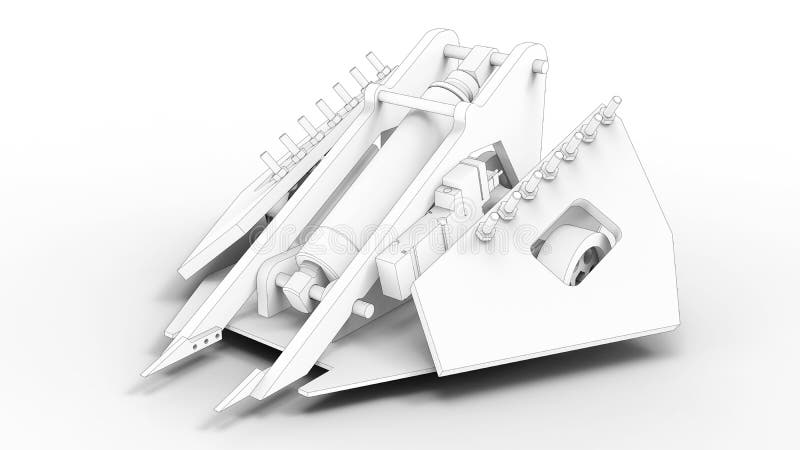 3D Rendering - Outlined Battle Robot with Two Wheels Stock Illustration ...