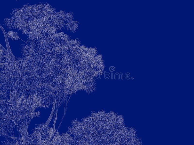 3d Rendering of an Outlined Tree Blueprint Isolated on Blue Back Stock ...