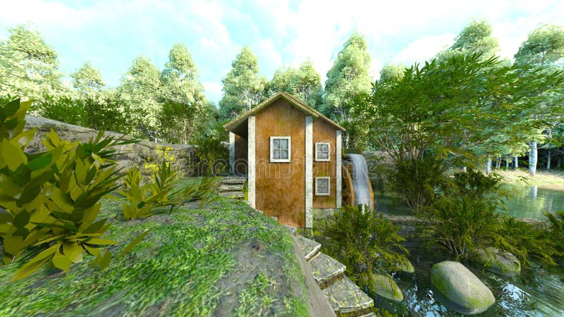 3D Rendering of Outside of the House Stock Illustration - Illustration ...