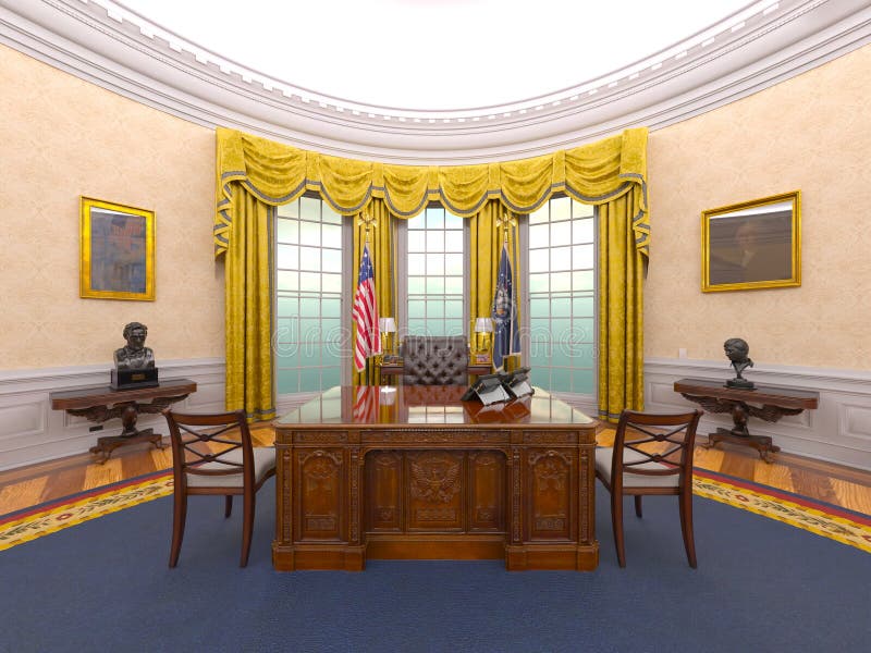3D Rendering of the Oval Office Stock Illustration - Illustration of ...