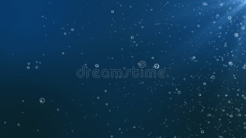 3D Rendering of Oxygen Bubbles Rising Up in Ray of Sunlight. Sea ...