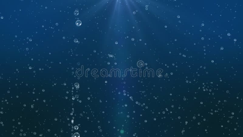 3D Rendering of Oxygen Bubbles Rising Up in Ray of Sunlight. Sea ...