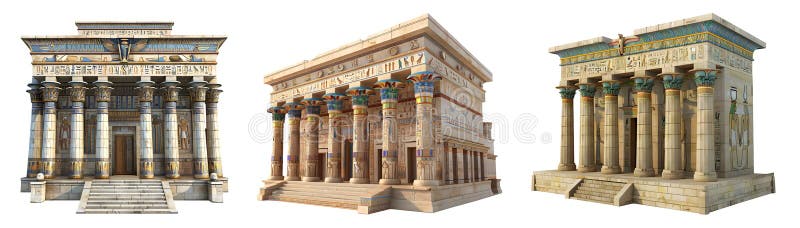 3D Rendering Pack of a Ancient Egyptian Building on Transparent ...