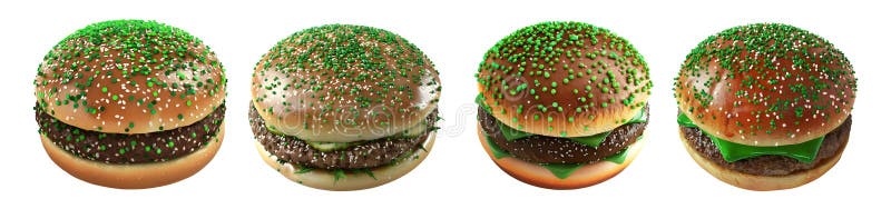 3D Rendering Pack of a Burger with Green Dots on it on Transparent ...