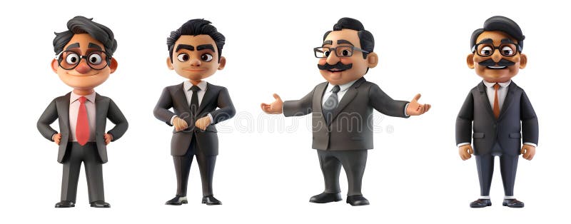 3D Rendering Pack of a Businessman Standing on Transparent Background ...