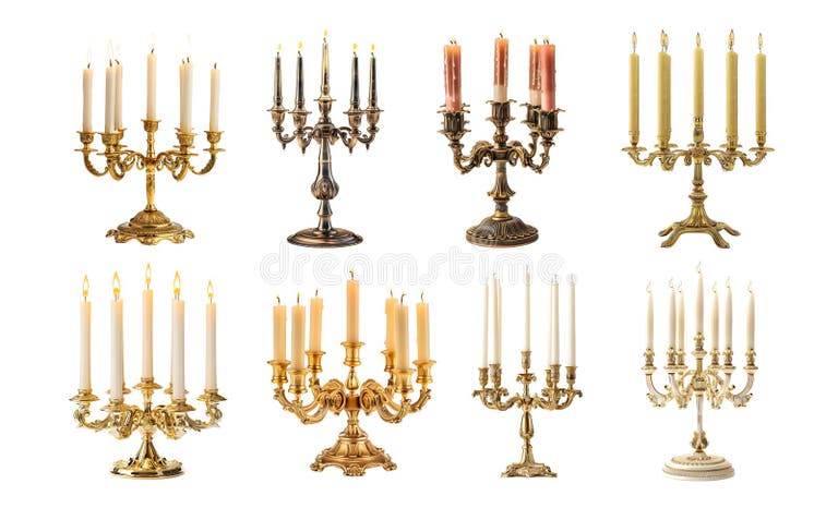 3D Rendering Pack of a Candles on a Stand on Transparent Background ...