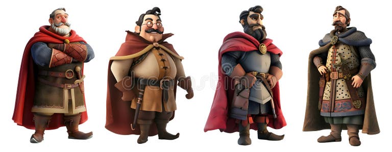 3D Rendering Pack of a Cartoon of King Arthur Pendragon on Transparent ...