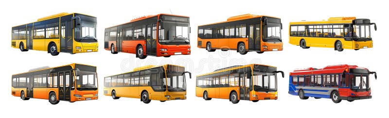 3D Rendering Pack of a City Bus on Transparent Background Stock ...
