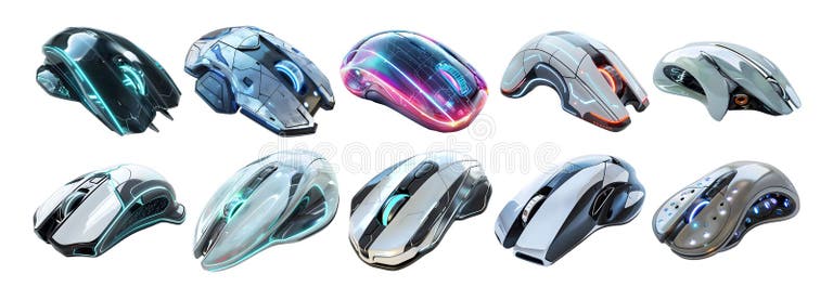 3D Rendering Pack of a Futuristic Computer Mouse on Transparent ...