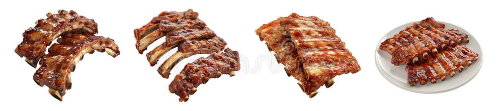 3D Rendering Pack of a Grilled Mutton Ribs on Transparent Background ...