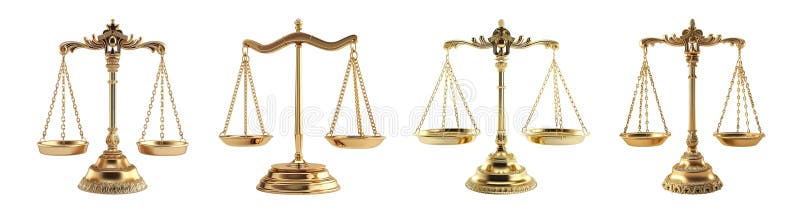 3D Rendering Pack of a Justice Scale on Transparent Background Stock ...